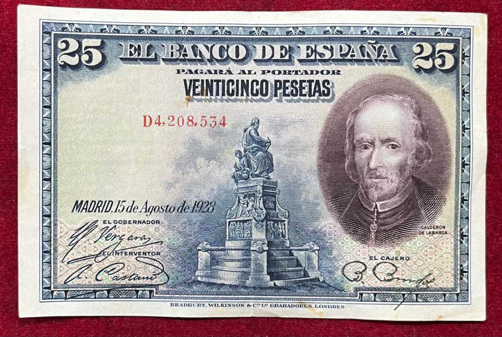 Spain 25 Pesetas ( YEAR 1928 ) BANK NOTE - Coinbazzar.com