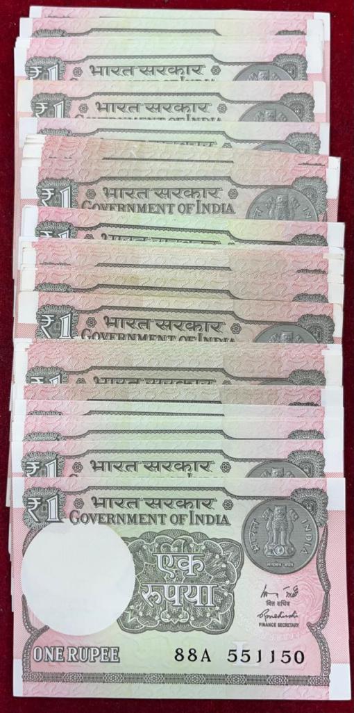1 RUPEES (50 PCS LOTT) MIX YEARS GOVERNOR 2015-2020 RARE NOTE UNC #SKU ...