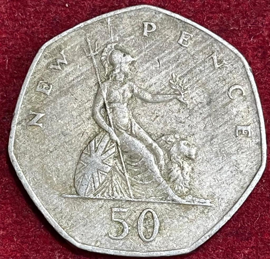 United Kingdom big size 50 New Pence 1981 – Elizabeth II 2nd RARE COIN ...