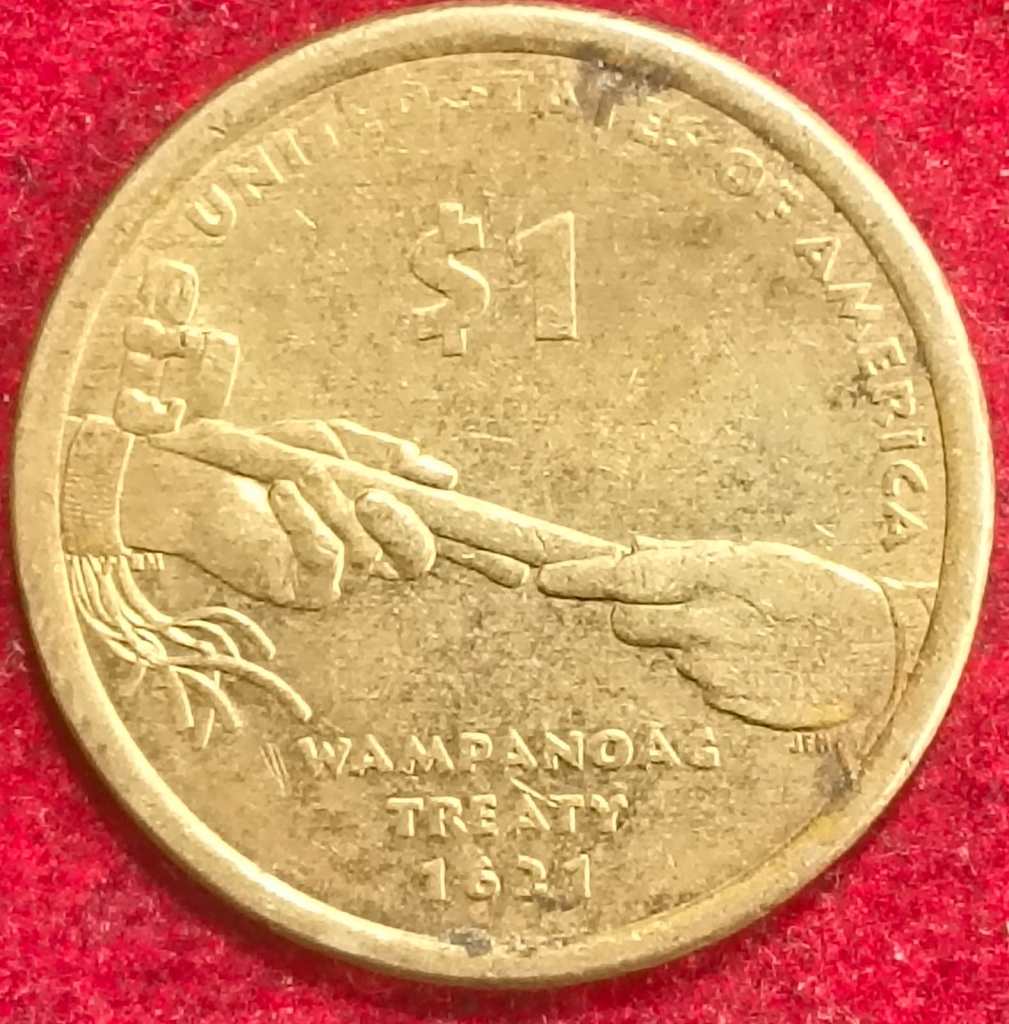 UNITED STATES 1 DOLLAR NATIVE AMERICAN DOLLAR WAMPANOAG TREATY RARE ...