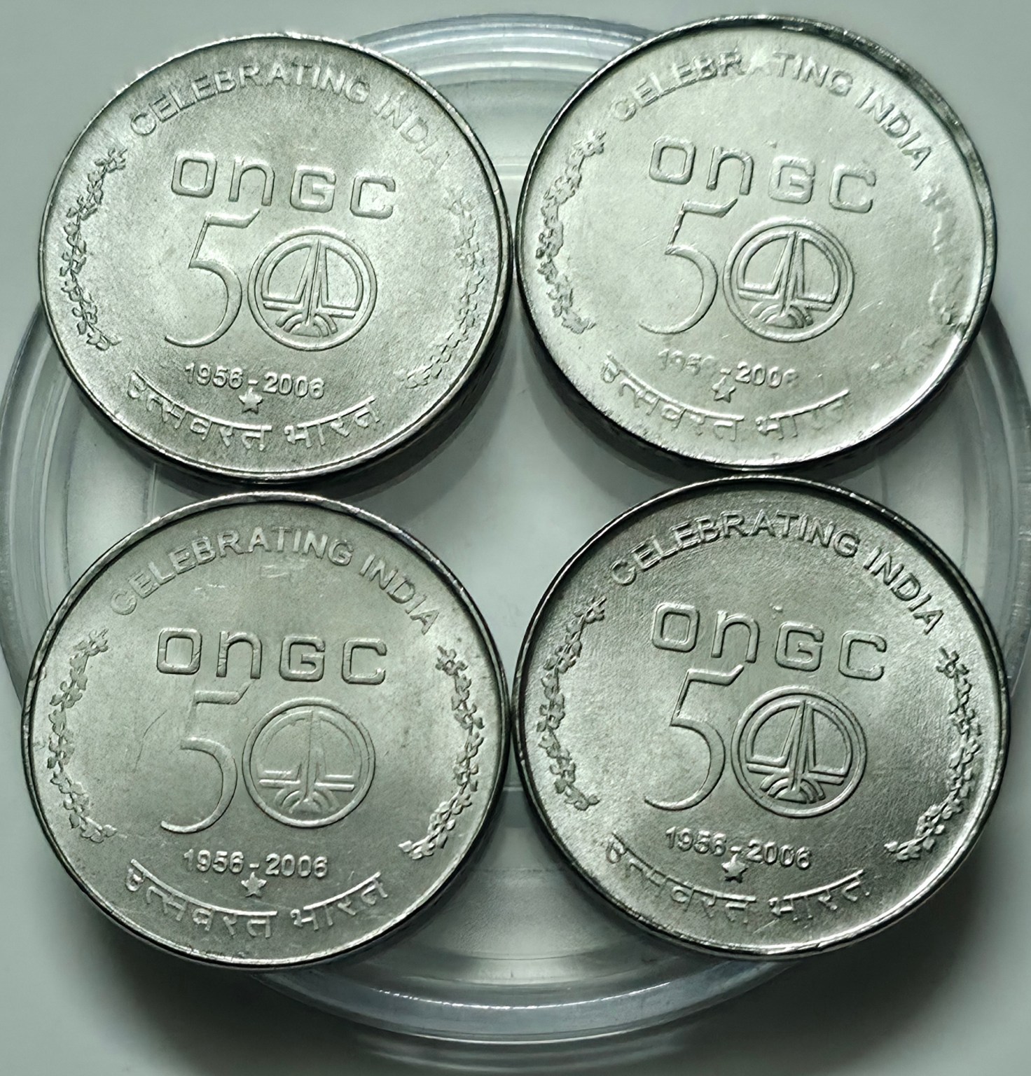 5 Rs 50 Years ONGC Celebrating India Steel Coin Unc - Coinbazzar.com