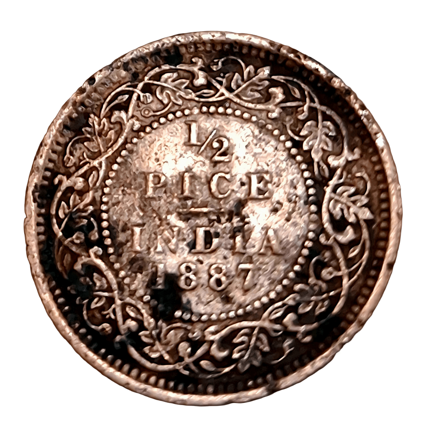 British India Copper 1/2 PICE Year 1887 VICTORIA EMPRESS in Collectable ...