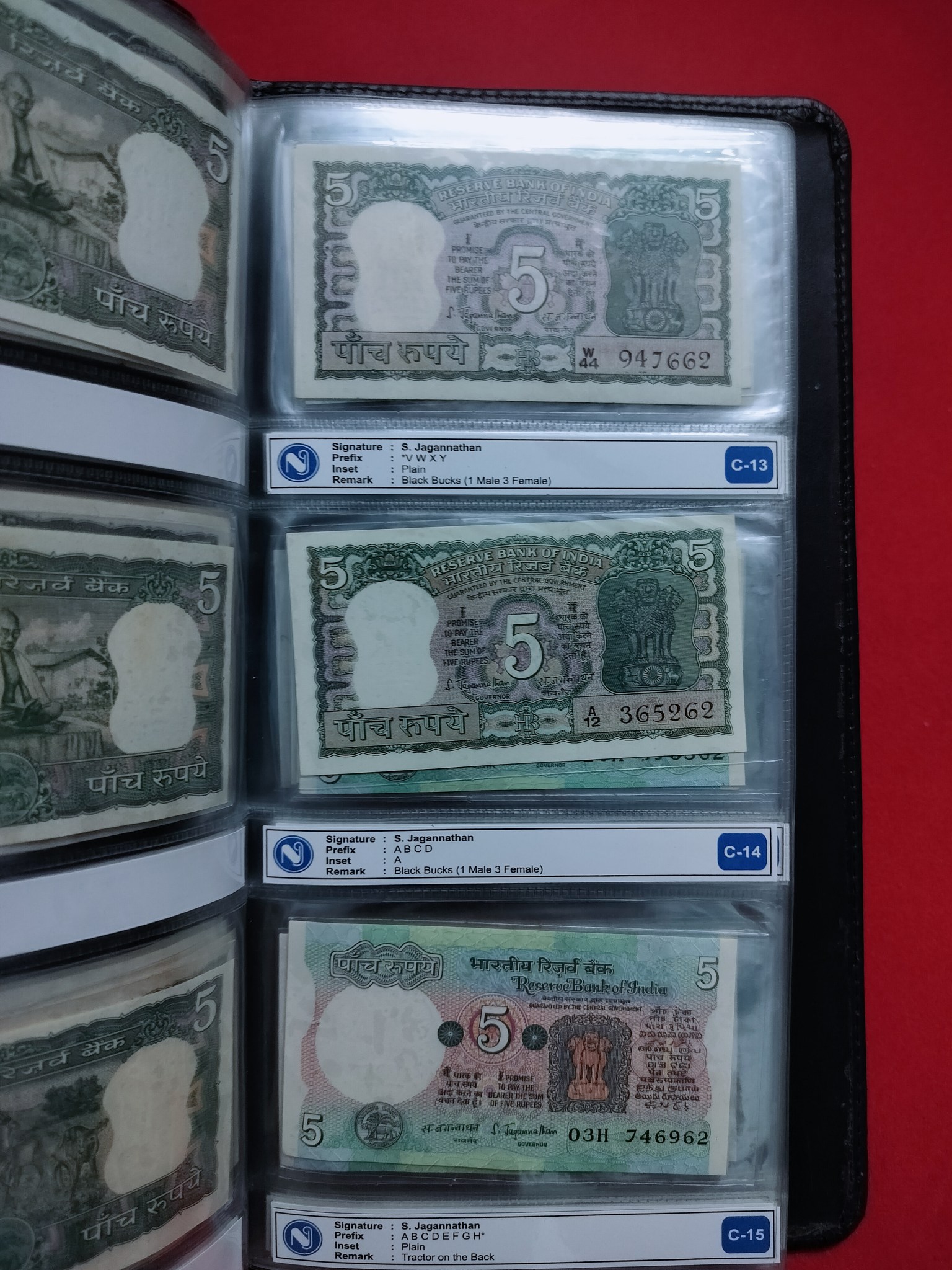 Very Rare UNC 5 Rupees Complete Signature Set C1 to C45 (45 Different ...