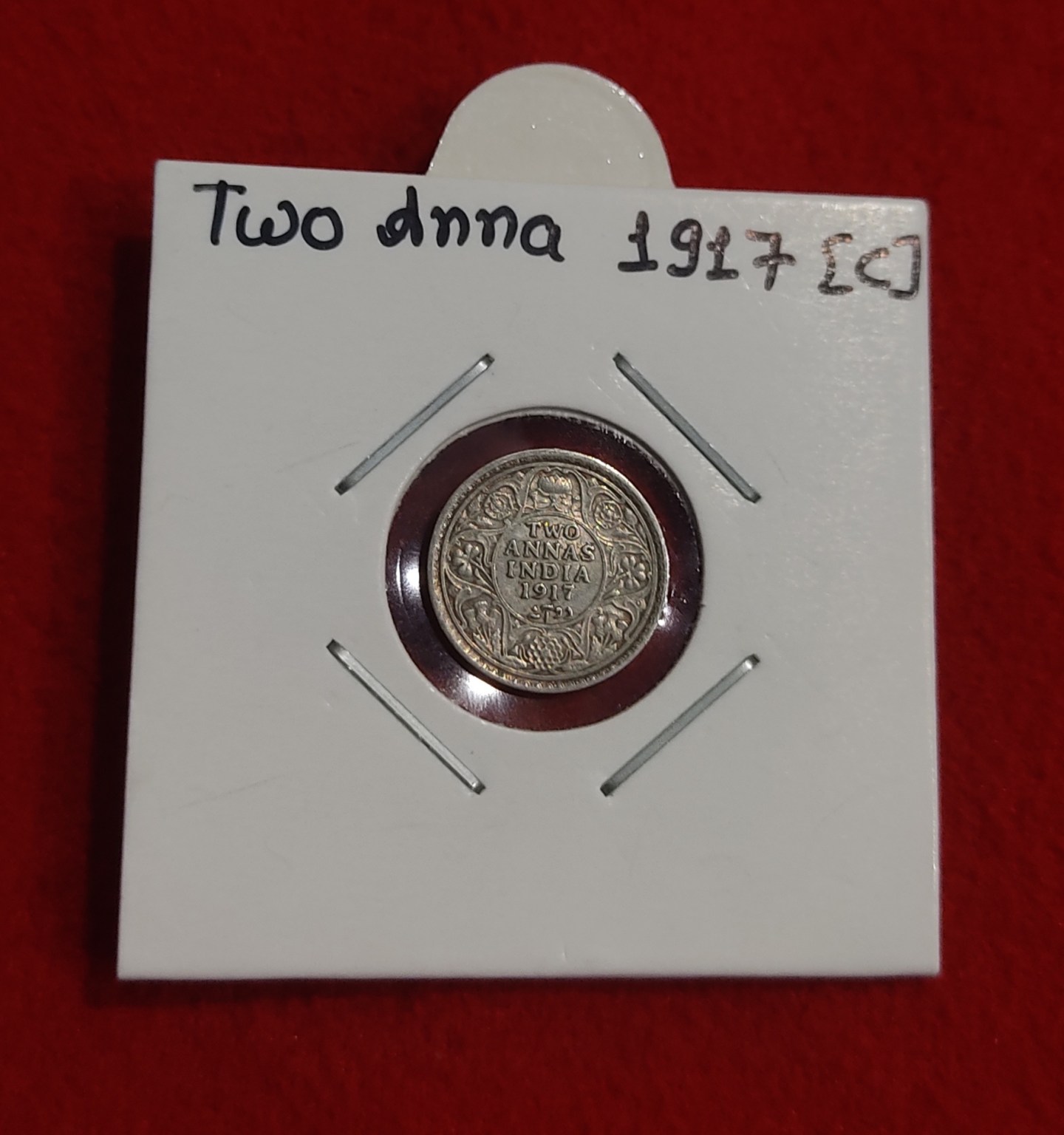 TWO ANNA SILVER COIN GEORGE V 1917 Calcutta mint – Coinbazzar.com