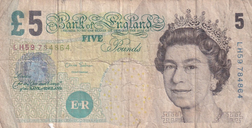 ENGLAND 5 POUNDS ELIZABETH BANK NOTE AS PER IMAGE – Coinbazzar.com