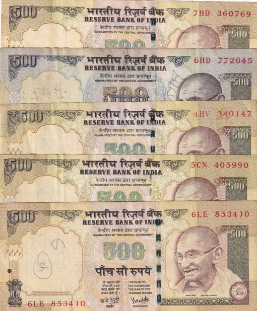 500 Rupees 5 Different Governor (5 Pcs Set ) Note - Coinbazzar.com