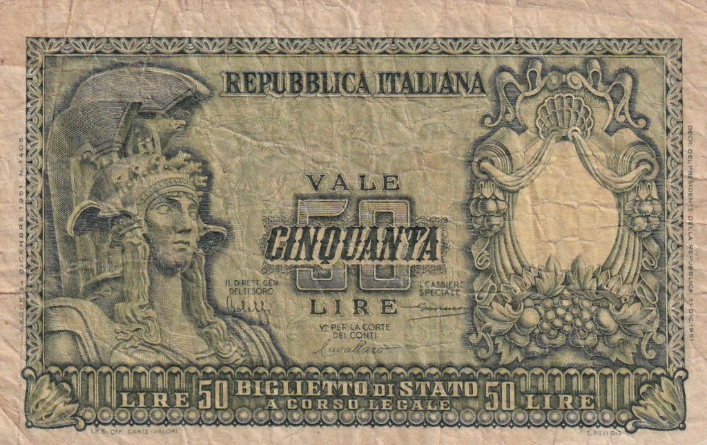 Italy 50 Lira 1951 Old Series Rare Note – Coinbazzar.com