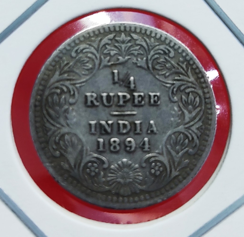 1/4 RUPEE SILVER COIN VICTORIA EMPRESS 1894 CALCUTTA MINT - Coinbazzar.com