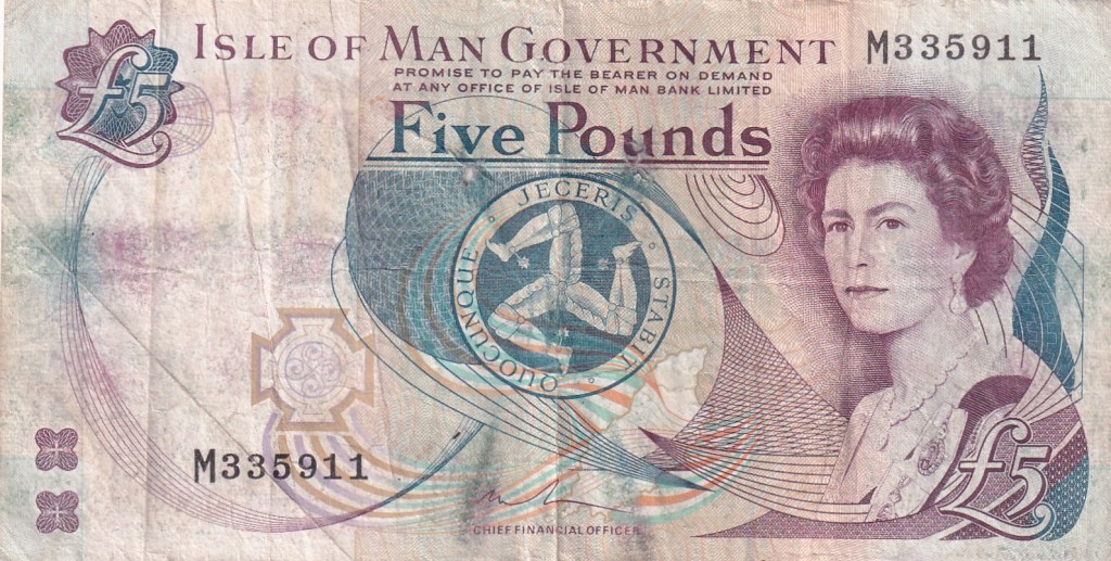 ISLE OF MAN 5 POUND ELIZABETH OLD ISSUE RARE NOTE #B-2 – Coinbazzar.com