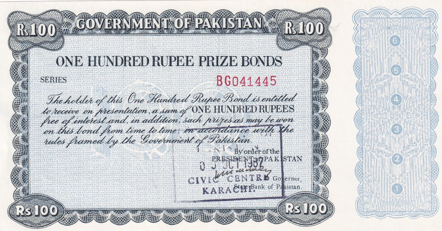 PAKISTAN 100 RUPEES PRIZE BONDS KARACHI OLD ISSUE & 100% ORIGINAL ...
