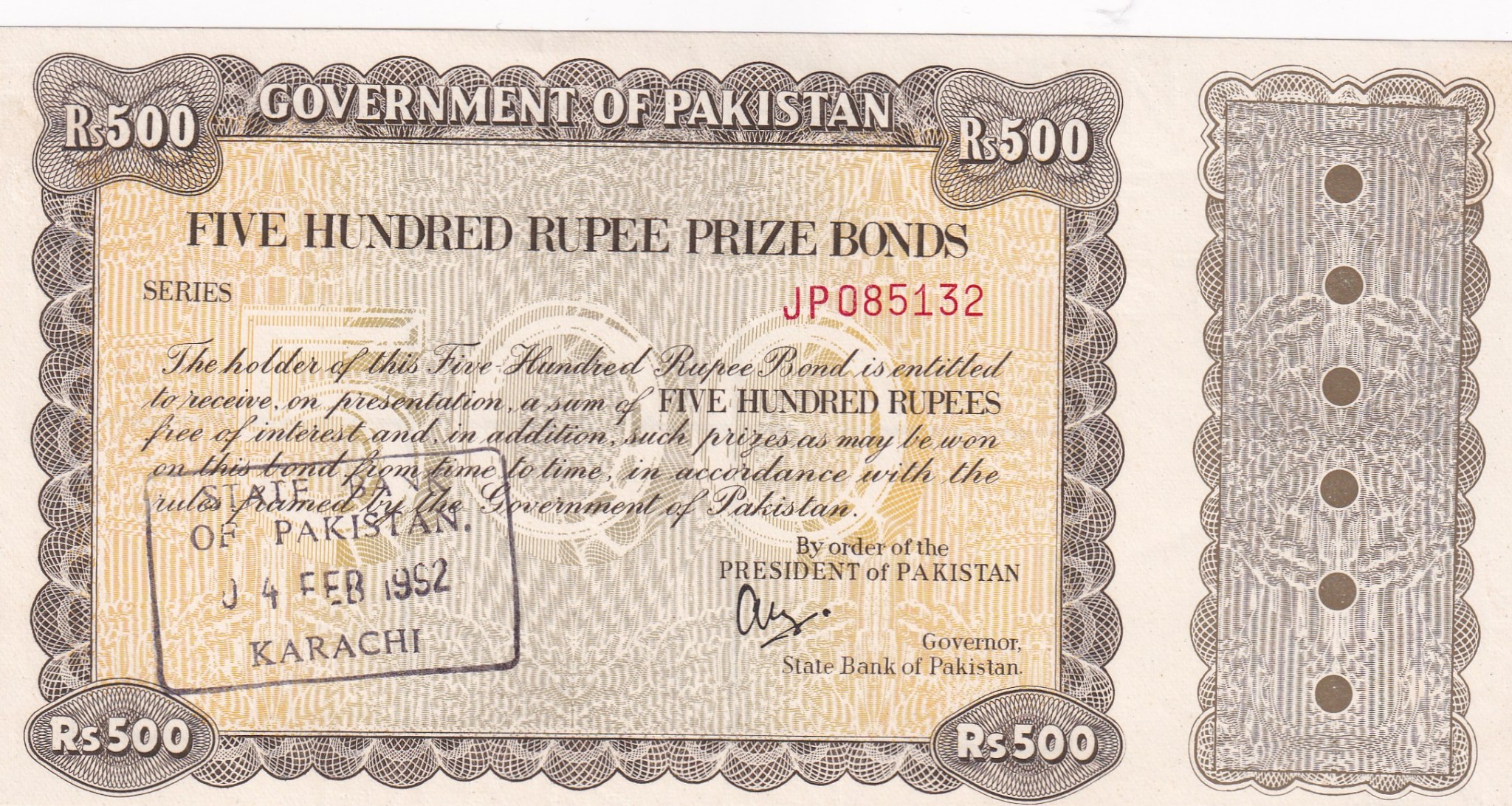 PAKISTAN 500 RUPEES PRIZE BONDS KARACHI OLD ISSUE & 100% ORIGINAL ...