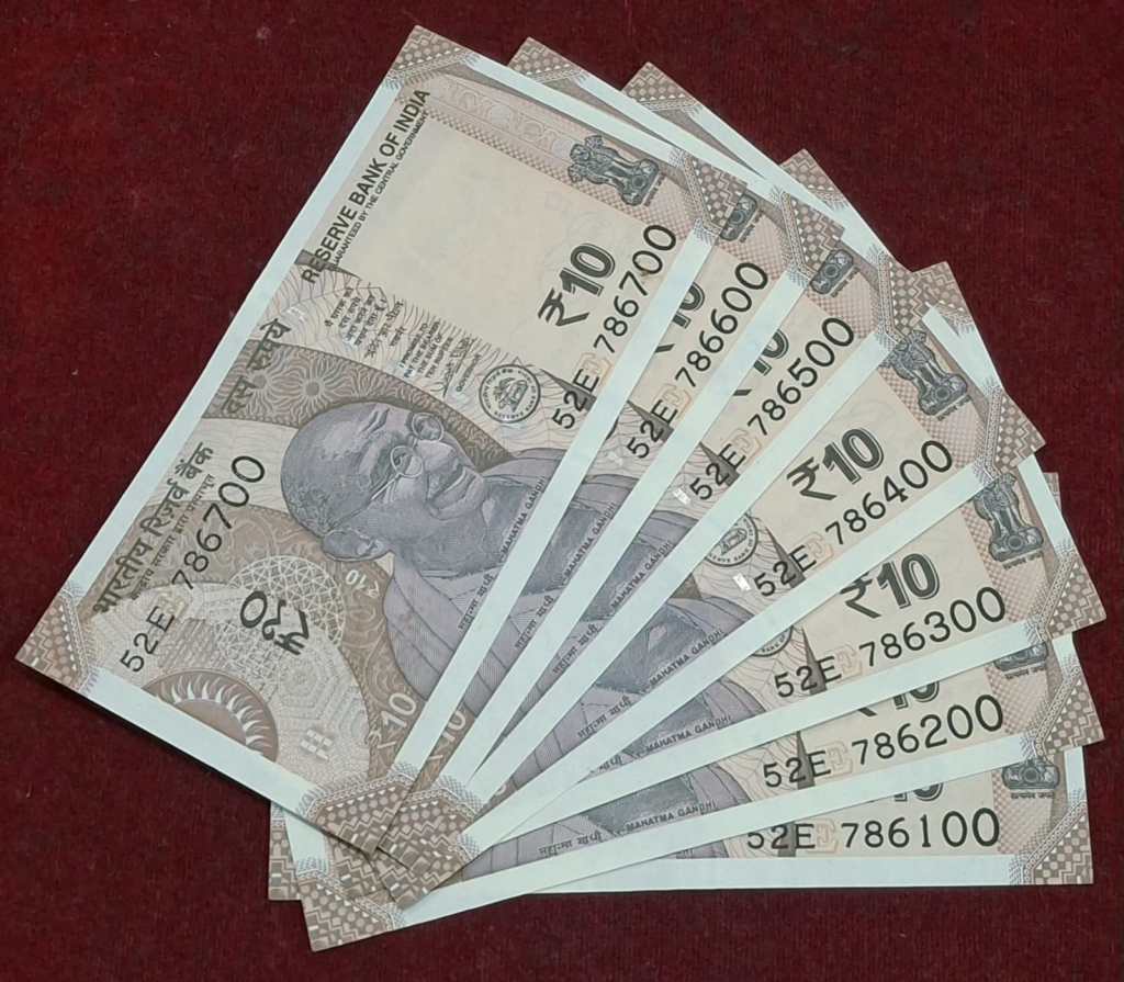 786100-786700 FANCY NUMBER 10 RUPEES GOVERNOR URJIT PATEL (7 NOTE SET ...