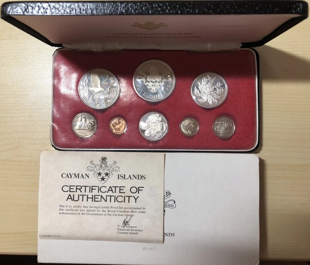 1974 CAYMAN ISLANDS Queen Elizabeth II Proof Set of 8 Coins 4 are ...