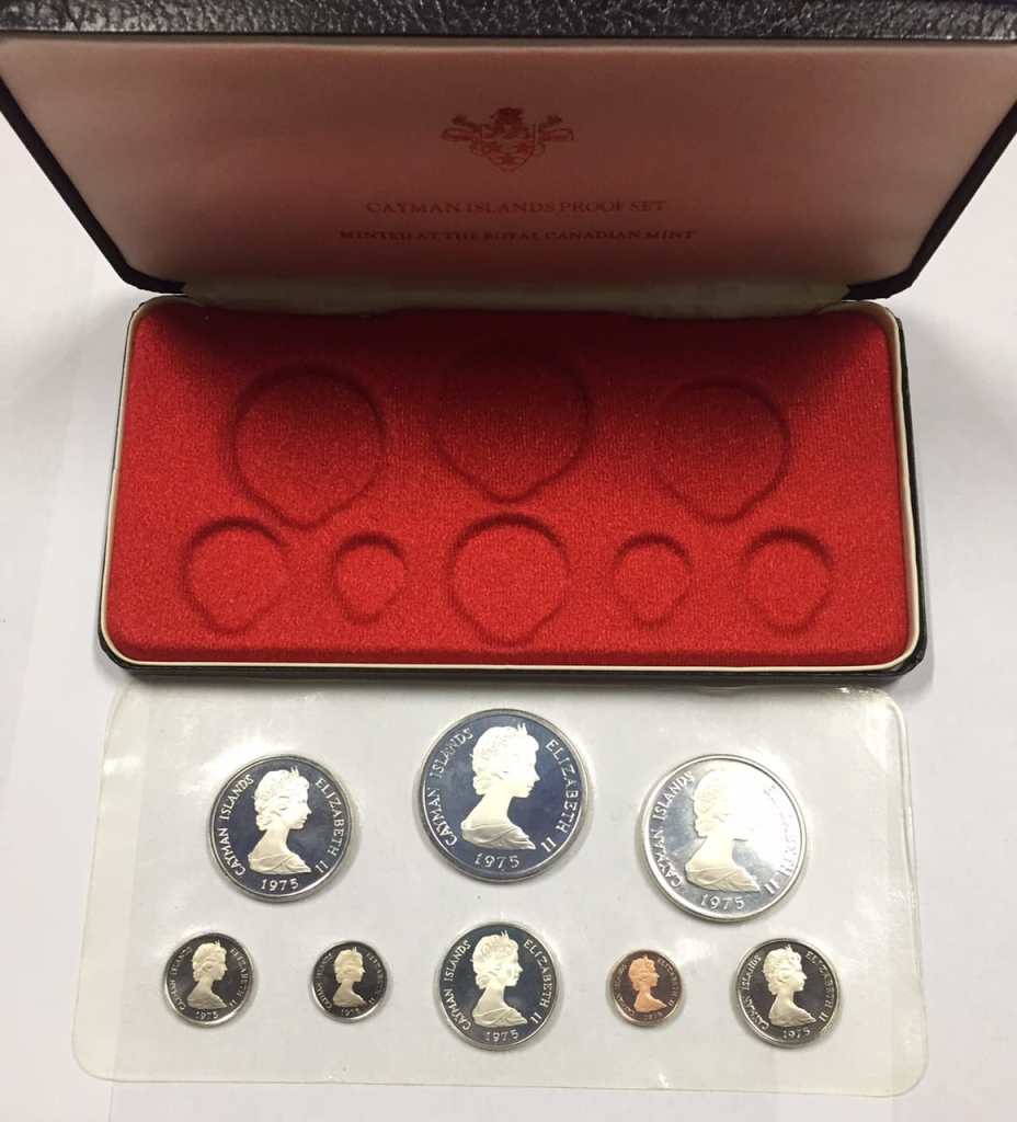 1974 CAYMAN ISLANDS Queen Elizabeth II Proof Set of 8 Coins 4 are ...