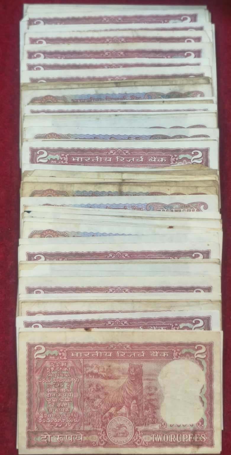 2 RUPEES MIX GOVERNOR (100 PCS LOTT) NOTE USED CONDITION - Coinbazzar.com