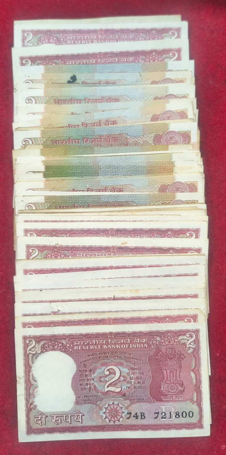 2 RUPEES MIX GOVERNOR (100 PCS LOTT) NOTE USED CONDITION - Coinbazzar.com