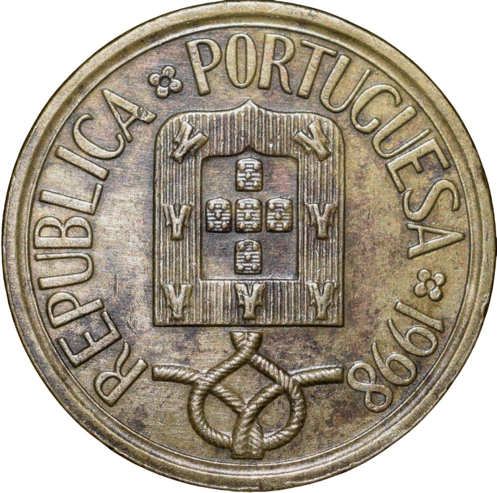 Nickel-Brass 5 Escudos of Portuguese (AD 1998) with A stained glass ...