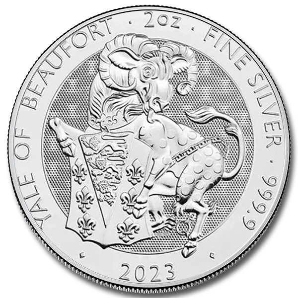 United Kingdom 2 Oz Fine Silver Yale of Beaufort of England and Queen ...