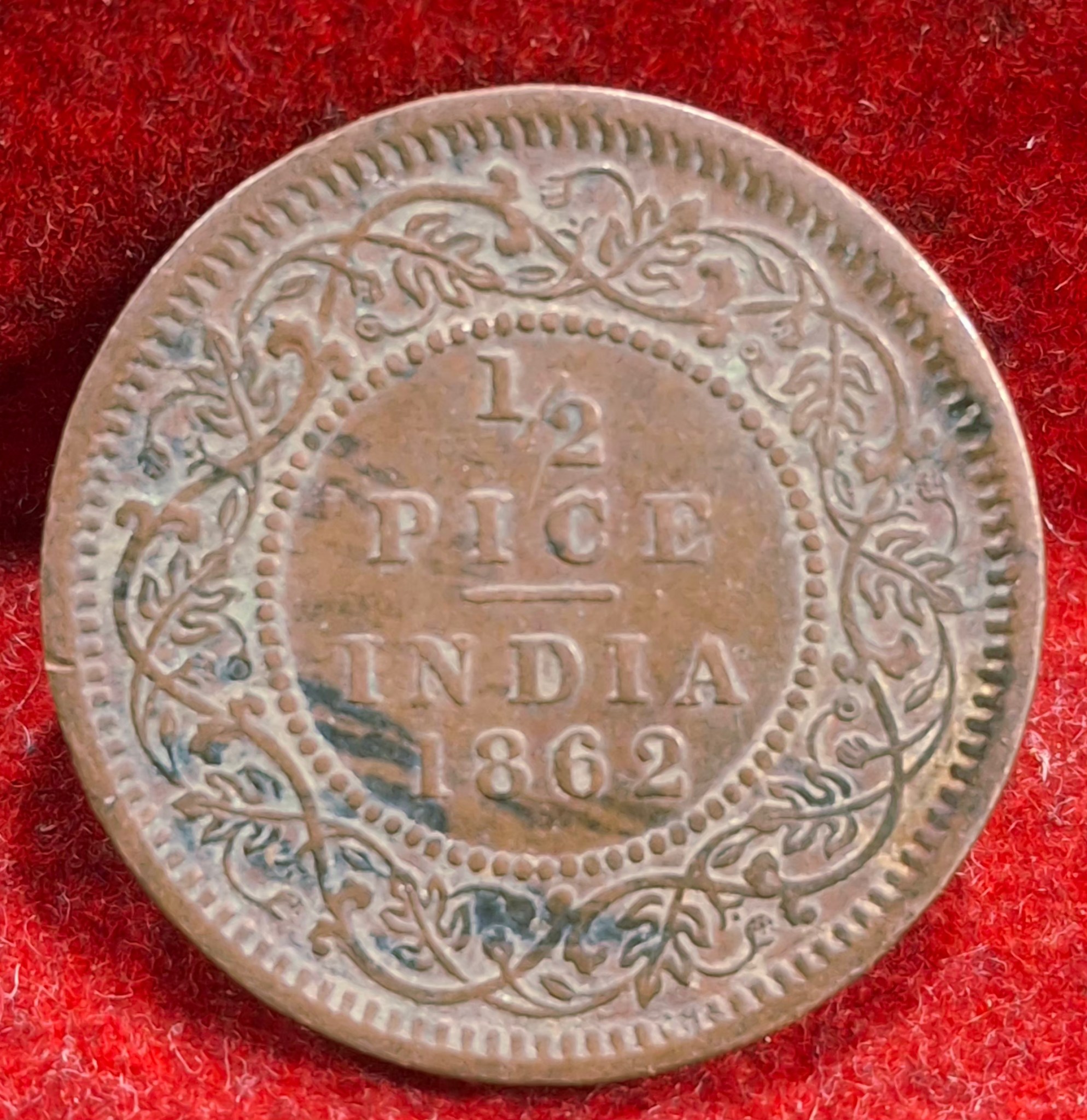 India - British ½ Pice 1862 - Victoria HIGH GRADE RARE COIN #D-122 ...