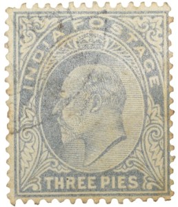 Postal Stamp of Edward VII 3 Pies Grey Colour - Used Condition as per ...