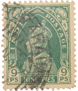 Postal Stamp of George VI 9 Pies Green Colour - Used Condition as per ...