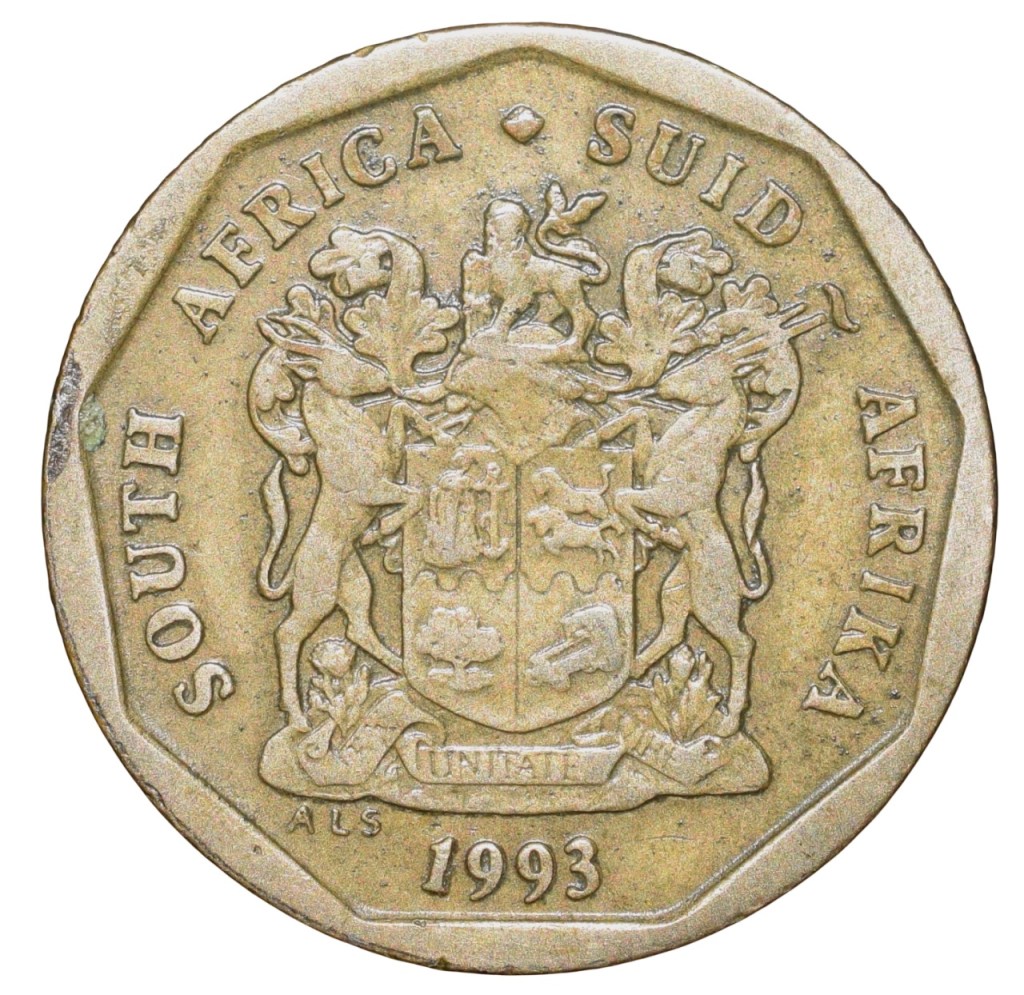 Aluminium-Brass 10 Cents of South Africa (AD 1993) with Protea flower ...