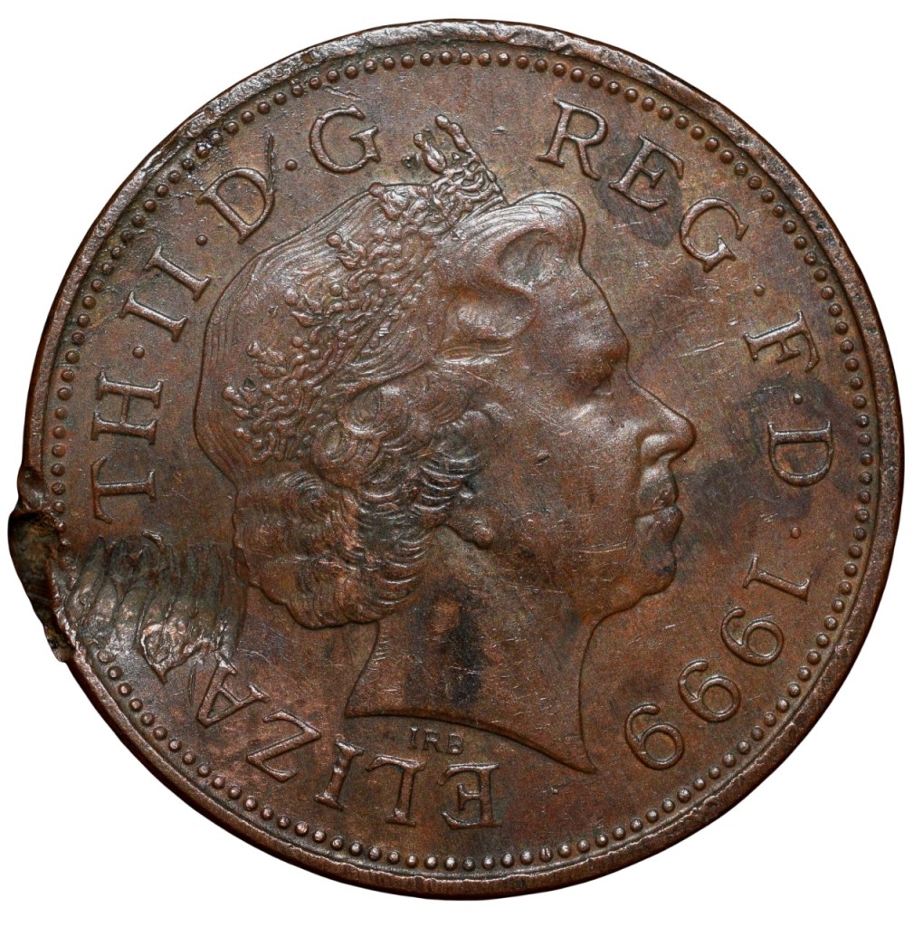 Bronze 2 Pence of Elizabeth II (AD 1999) from United Kingdom ...