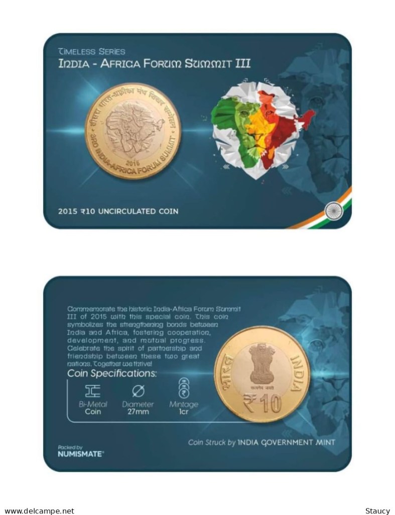 10 Rs (INDIA-AFRICA FORUM SUMMIT III) COMMEMORATIVE ISSUE RARE COIN ...