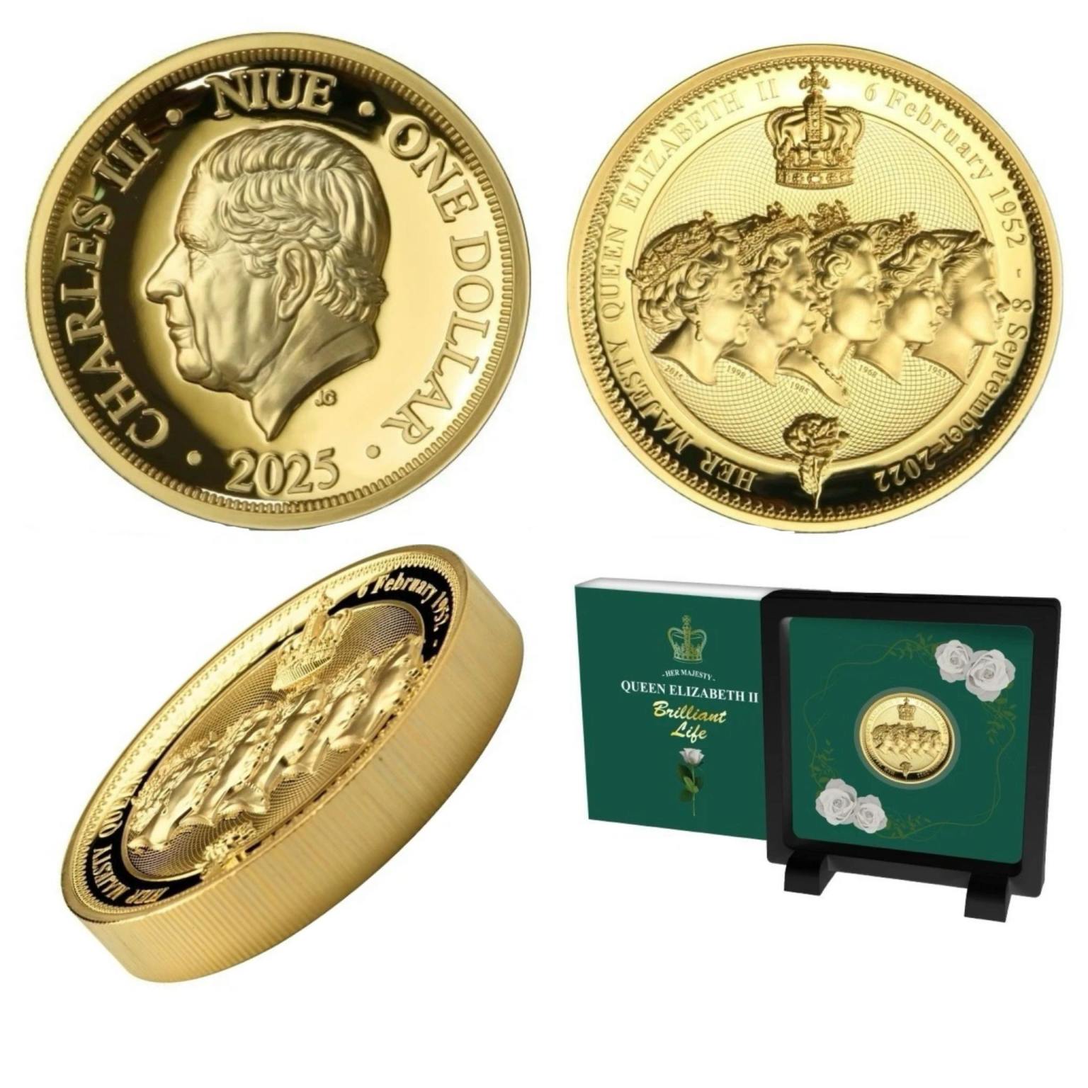 Queen Elizabeth Brilliant Life 1 Dollar Commemorative Issue by the ...