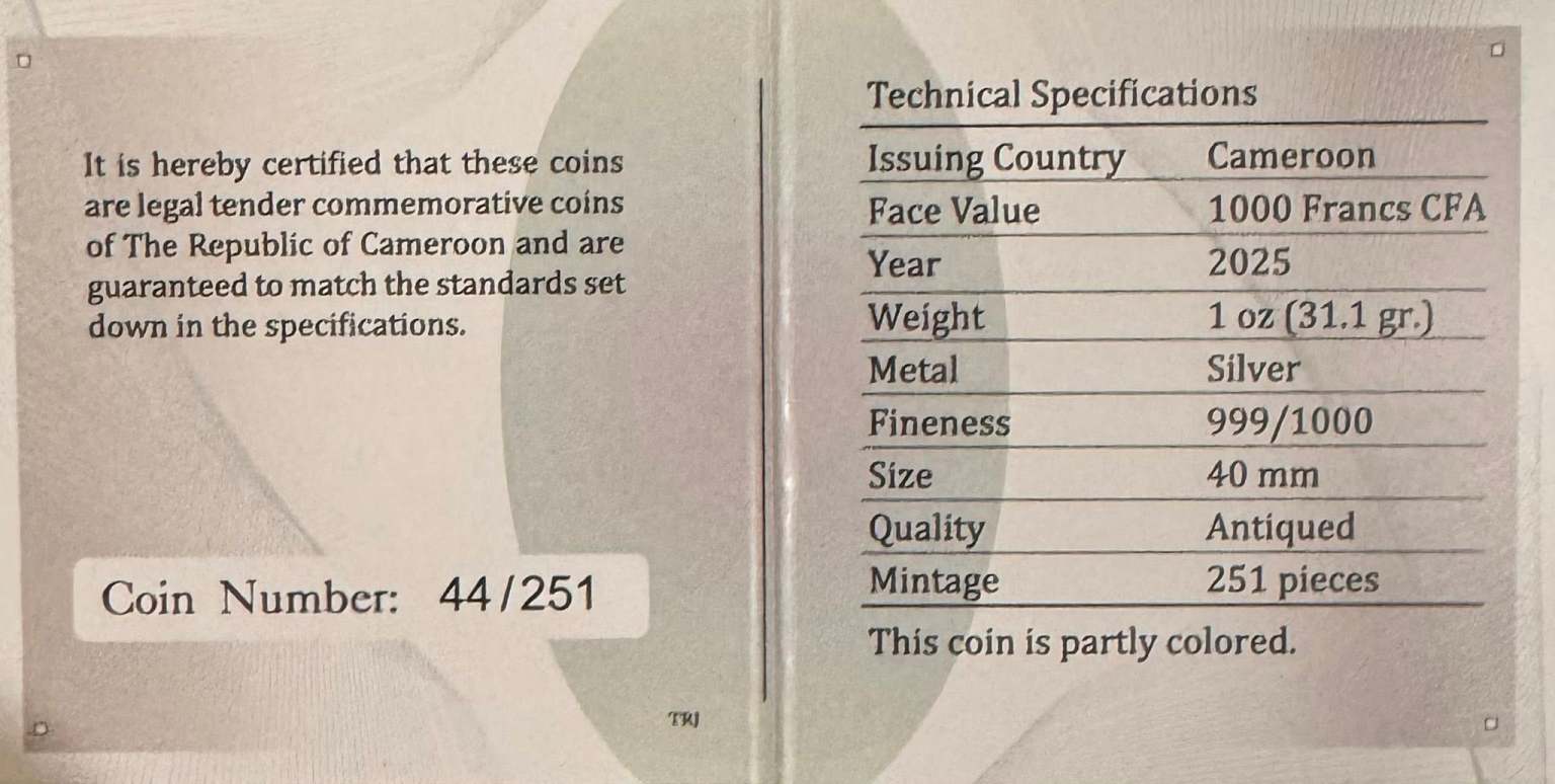 Salasar Balaji Hindu God Series 2025 1000 Francs Cameroon Mintage only ...