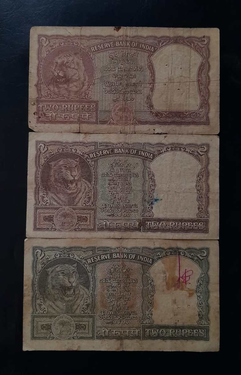 Old and Rare Tiger Face Note Two Different Signature Three Different ...