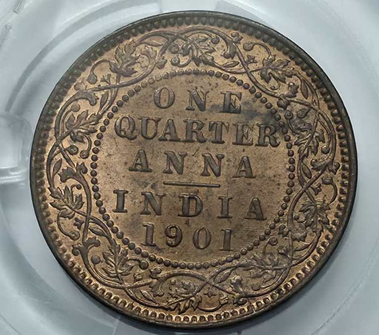 British India One Quarter Anna 1901 Copper Coin UNC – Coinbazzar.com