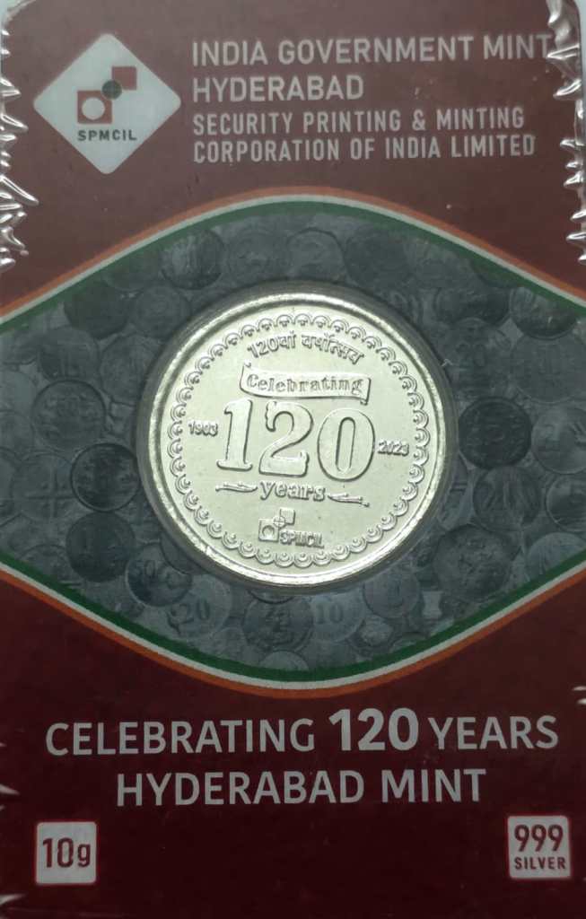 10 Gms 999 Pure Silver 120 Years Coin India Government Mint Hyderabad ...
