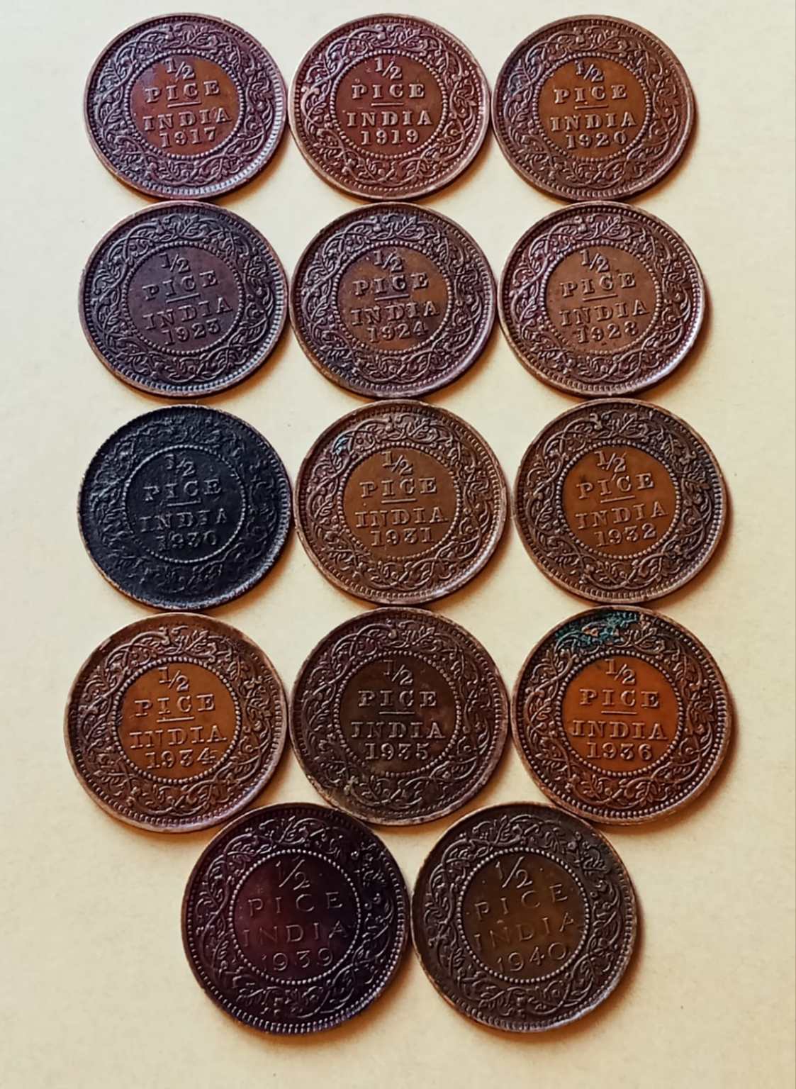 Half Pice Copper Coin 14 Different Year Collection – Coinbazzar.com