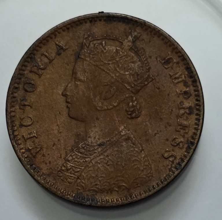 British India One Quarter Anna 1884 Copper Coin - Coinbazzar.com
