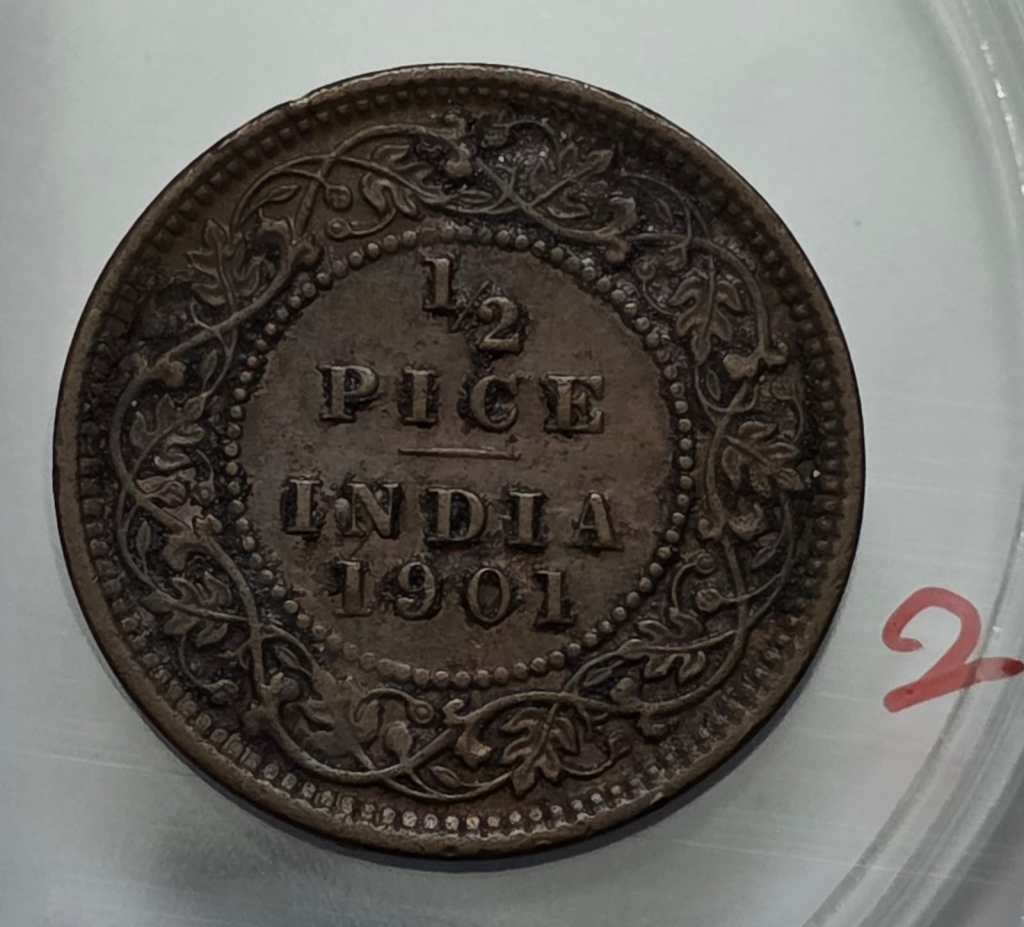 British India Victoria 1/2 Pice 1901 Copper Coin High Grade ...