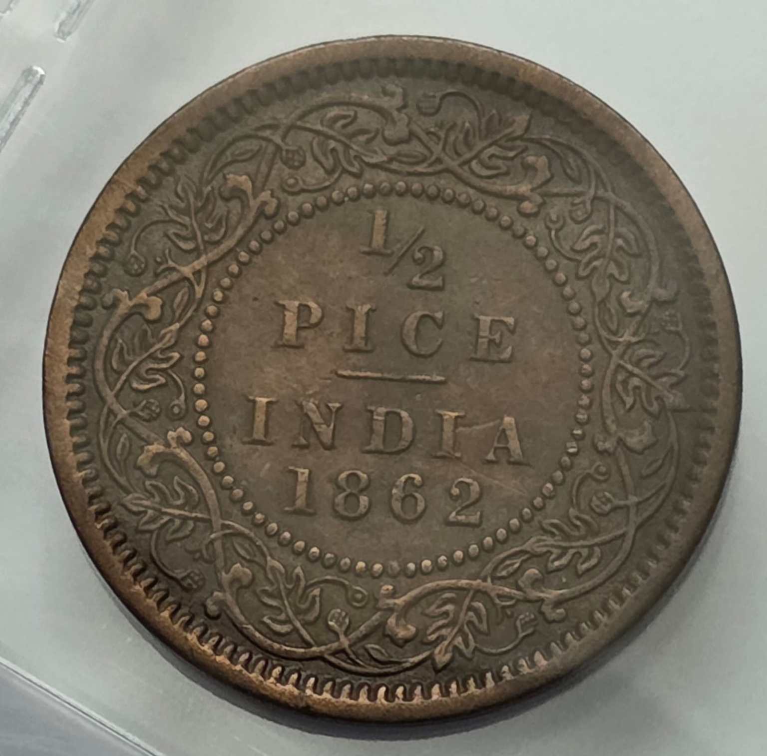 British India Victoria 1/2 Pice 1862 Copper Coin High Grade ...