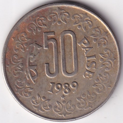 50 Paise hyderabad mint 1989 copper nickel coin Extra Fine Coin ...
