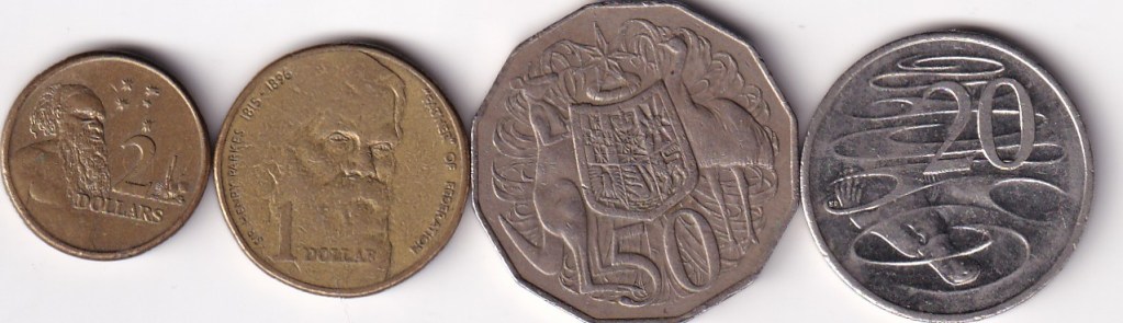 AUSTRALIA 4 COIN SET (2 DOLLAR,ONE DOLLAR,HALF DOLLAR,20 CENT ) RARE ...