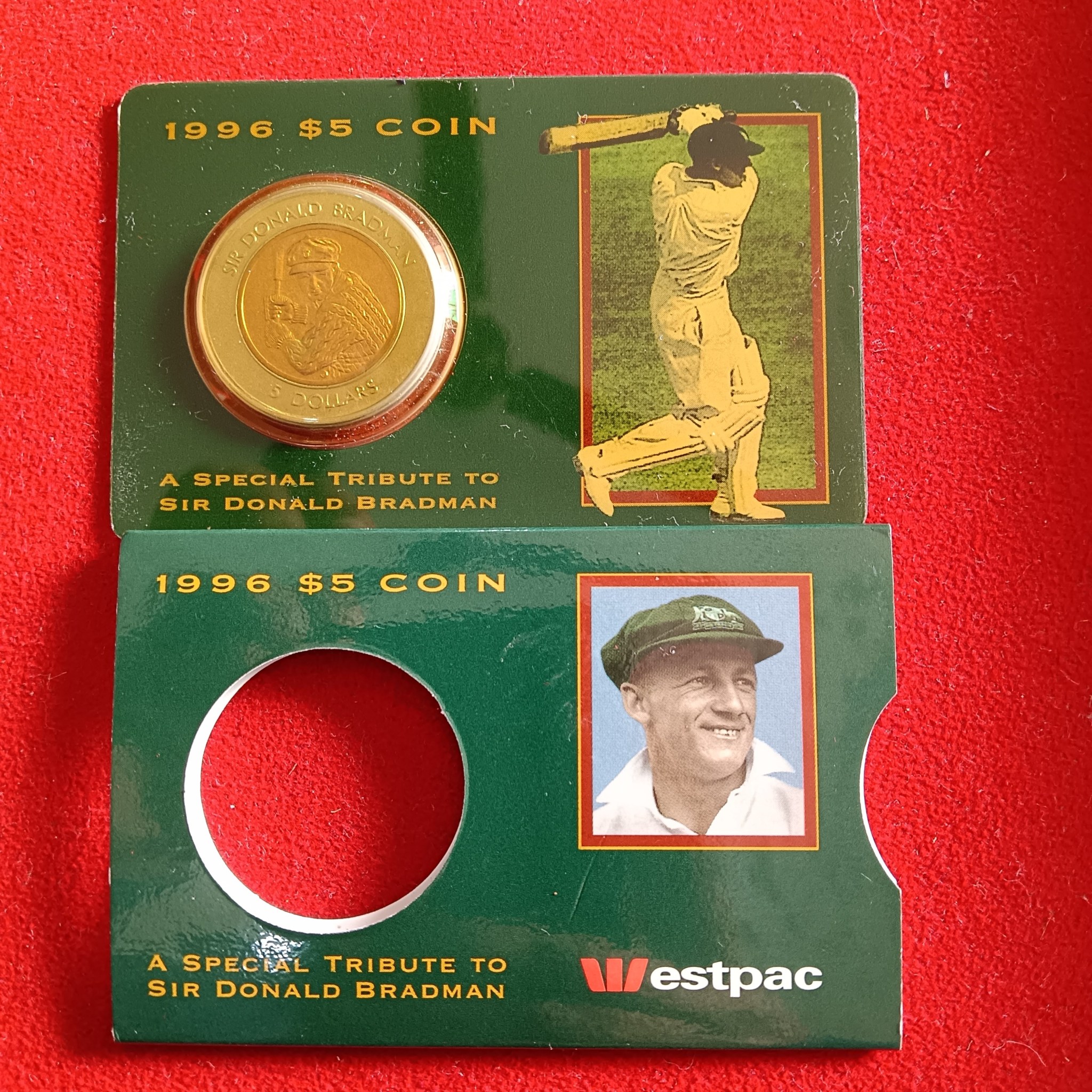 Australian 5 Dollar Sir Donald Bradman World PROOF Coin 1996 Year Royal ...