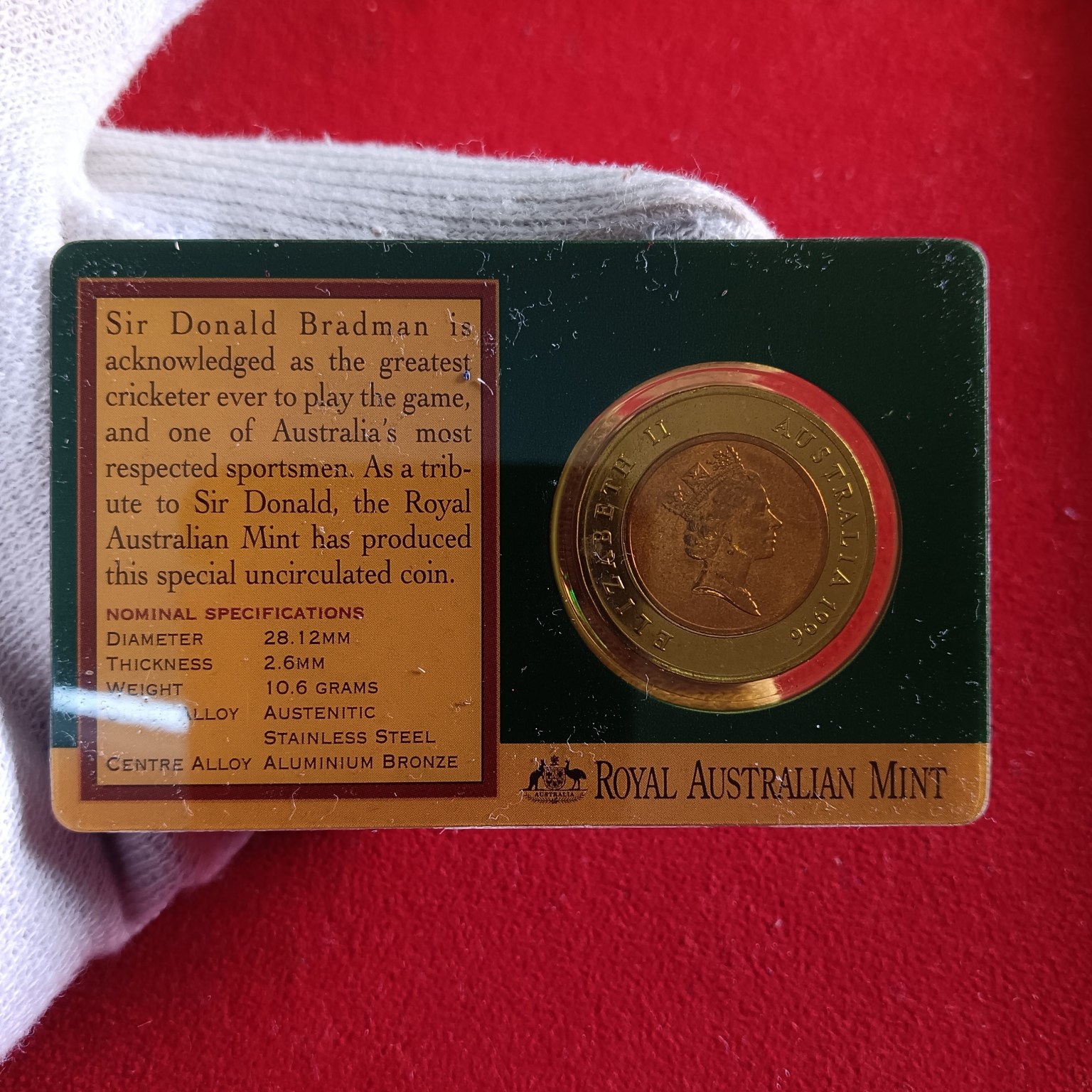 Australian 5 Dollar Sir Donald Bradman World PROOF Coin 1996 Year Royal ...