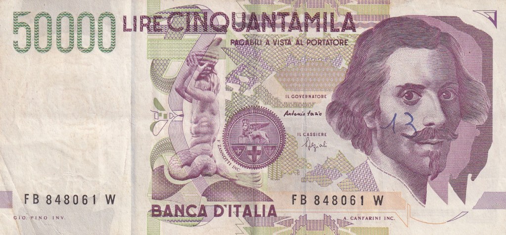 Italy 50 000 Lire (Bernini – 2nd type) Bank Note – Coinbazzar.com