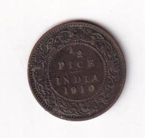 British India 1/2 Pice (1910) Edward VII Rare Coin #D-110 - Coinbazzar.com
