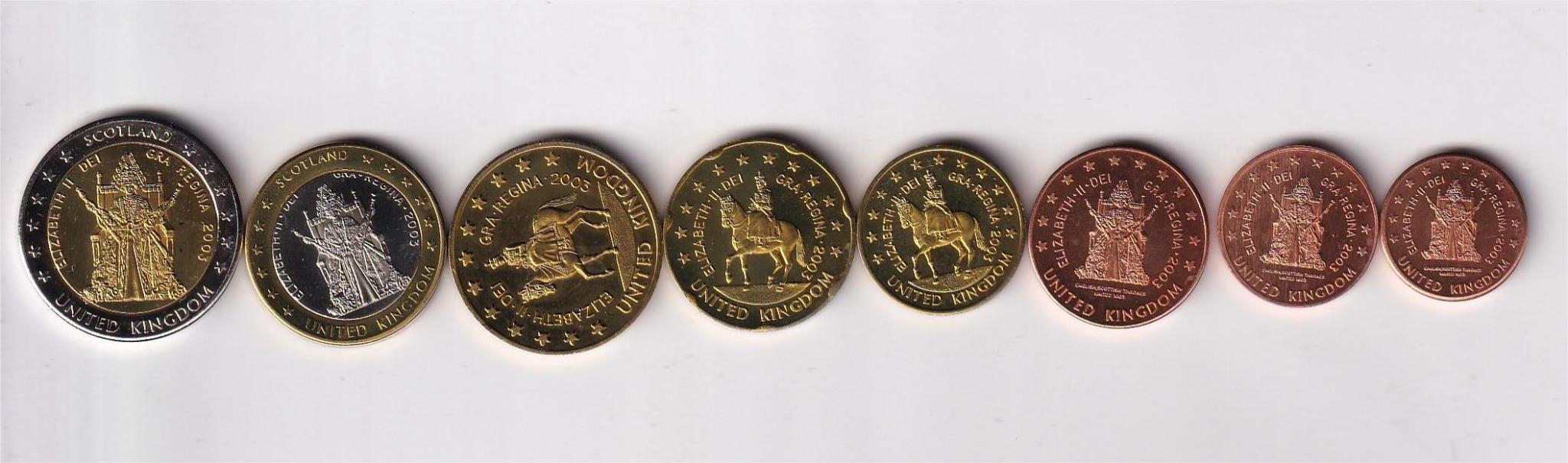 United Kingdom 2003 (8 Pcs) Unc Pattern Coin Set #D-158 - Coinbazzar.com