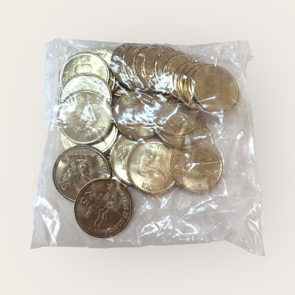 Rs 5 Rupee New Coin RBI 30 Coin 75 Year Of Independence Packet India ...