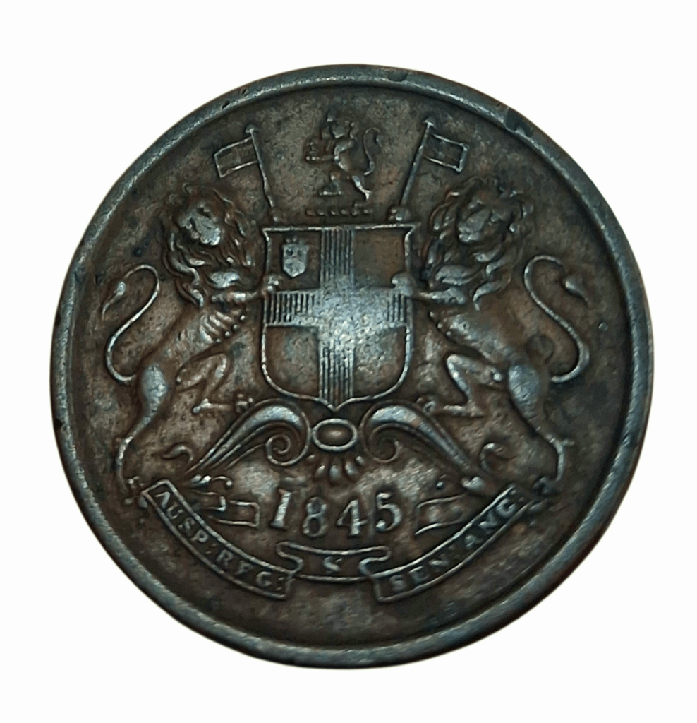 British India Copper HALF ANNA Year 1845 "EAST INDIA COMPANY" Key Date ...