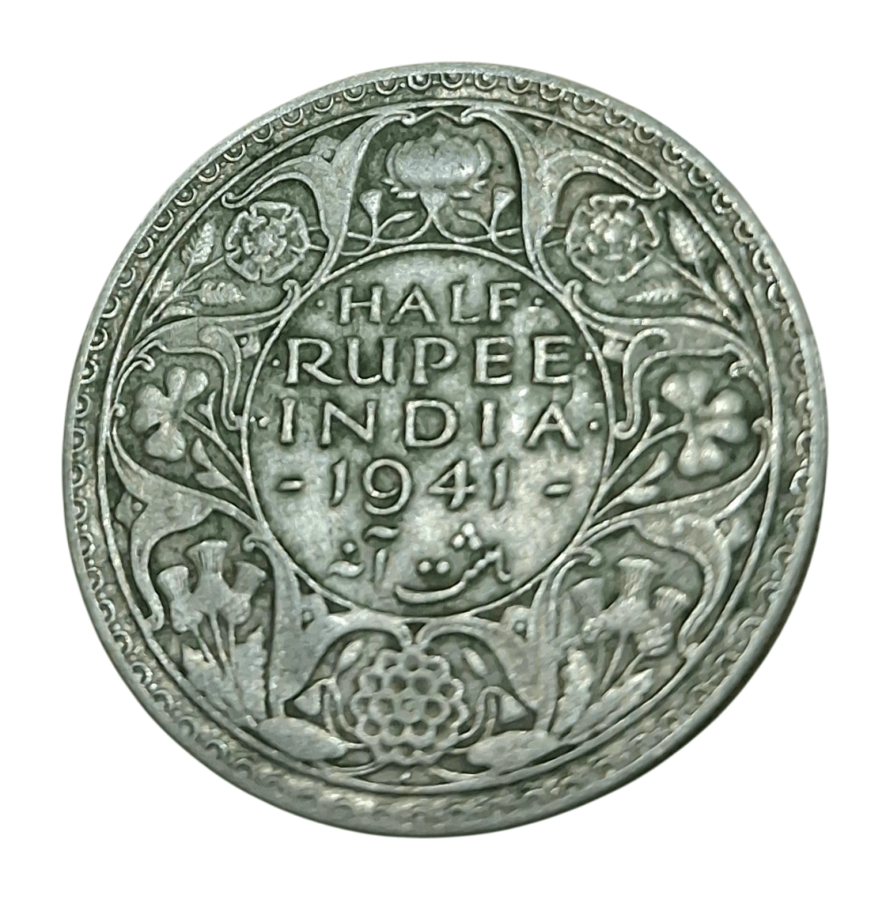 British India Silver 1/2 HALF RUPEE Year 1941 King GEORGE-VI in ...
