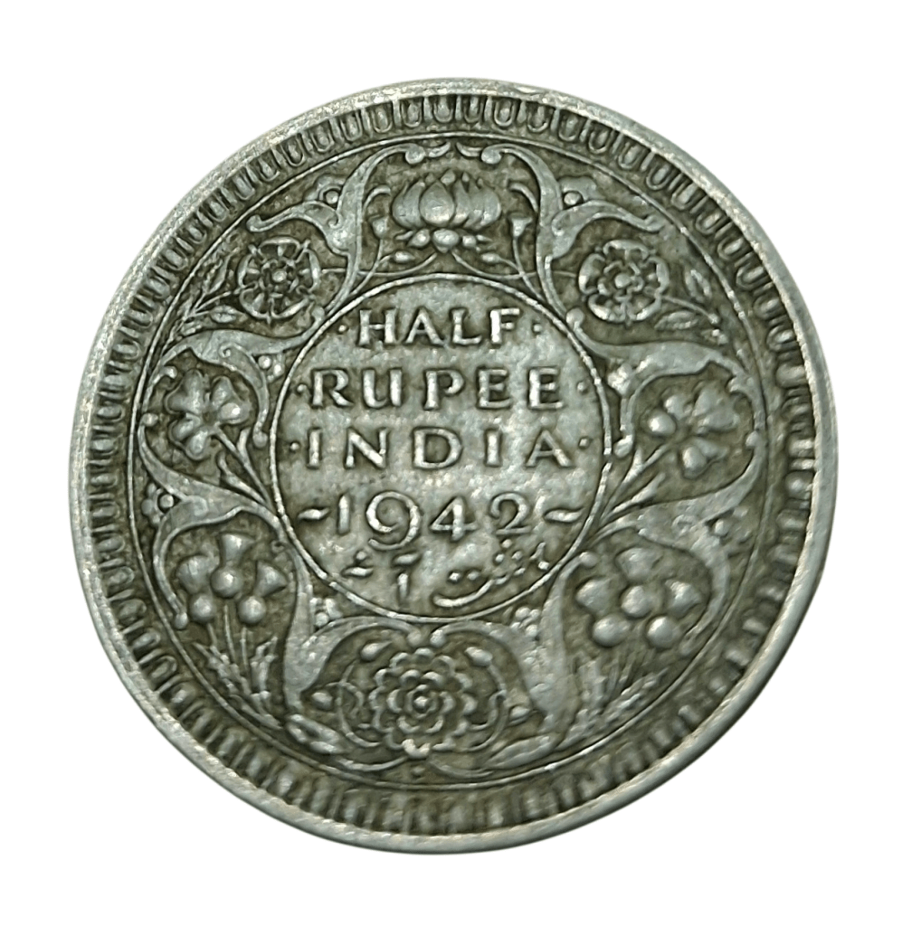 British India Silver 1/2 HALF RUPEE Year 1942 King GEORGE-VI in ...