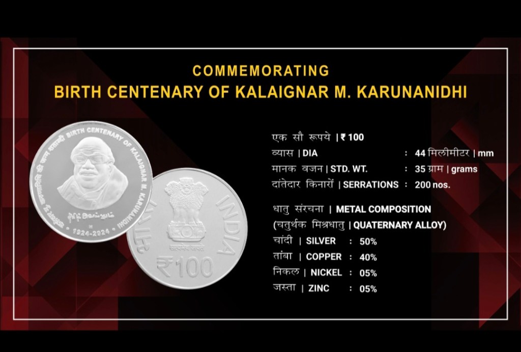 BIRTH ANNIVERSARY OF KALAIGNAR M. KARUNANIDHI – 2024 COIN HYDERABAD ...