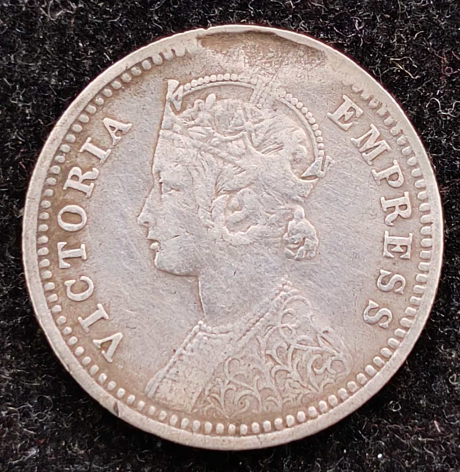 1882 VICTORIA ¼ RUPEES RARE SILVER COIN NORMALLY DAMAGE #9595 ...